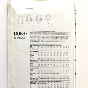 Simplicity D0897 / 8550 Women's Dress, Tunic and Top Pattern, Size 20W ...