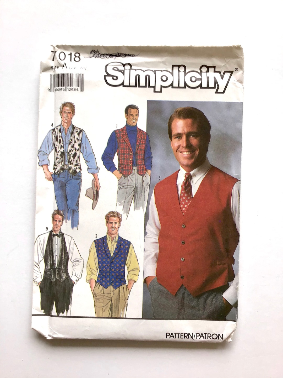 Simplicity 7018 Men's Vest Pattern, Size 38-48 Vintage Uncut - Etsy