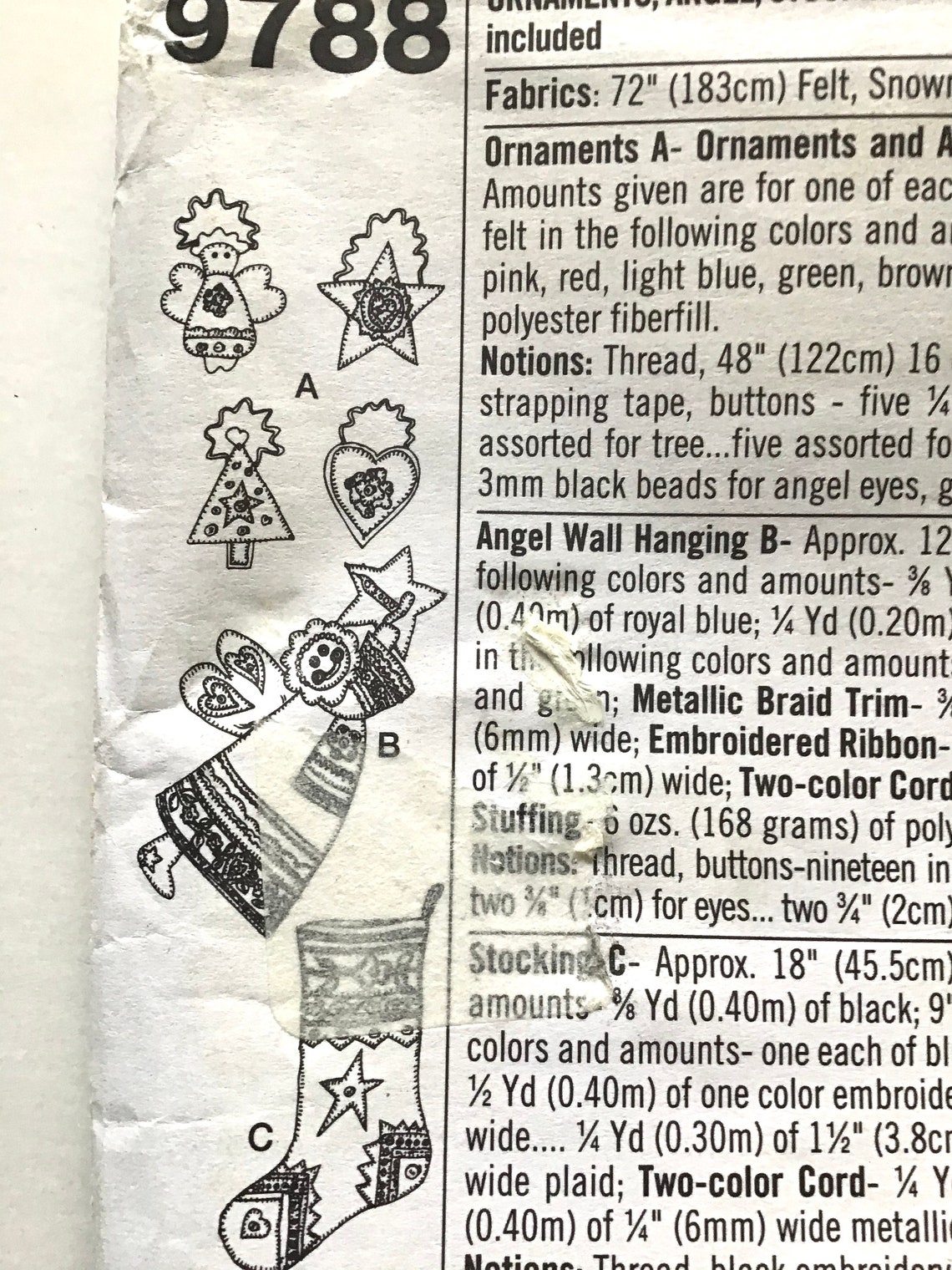 Simplicity 9788 Pattern for Christmas Ornaments Angel | Etsy