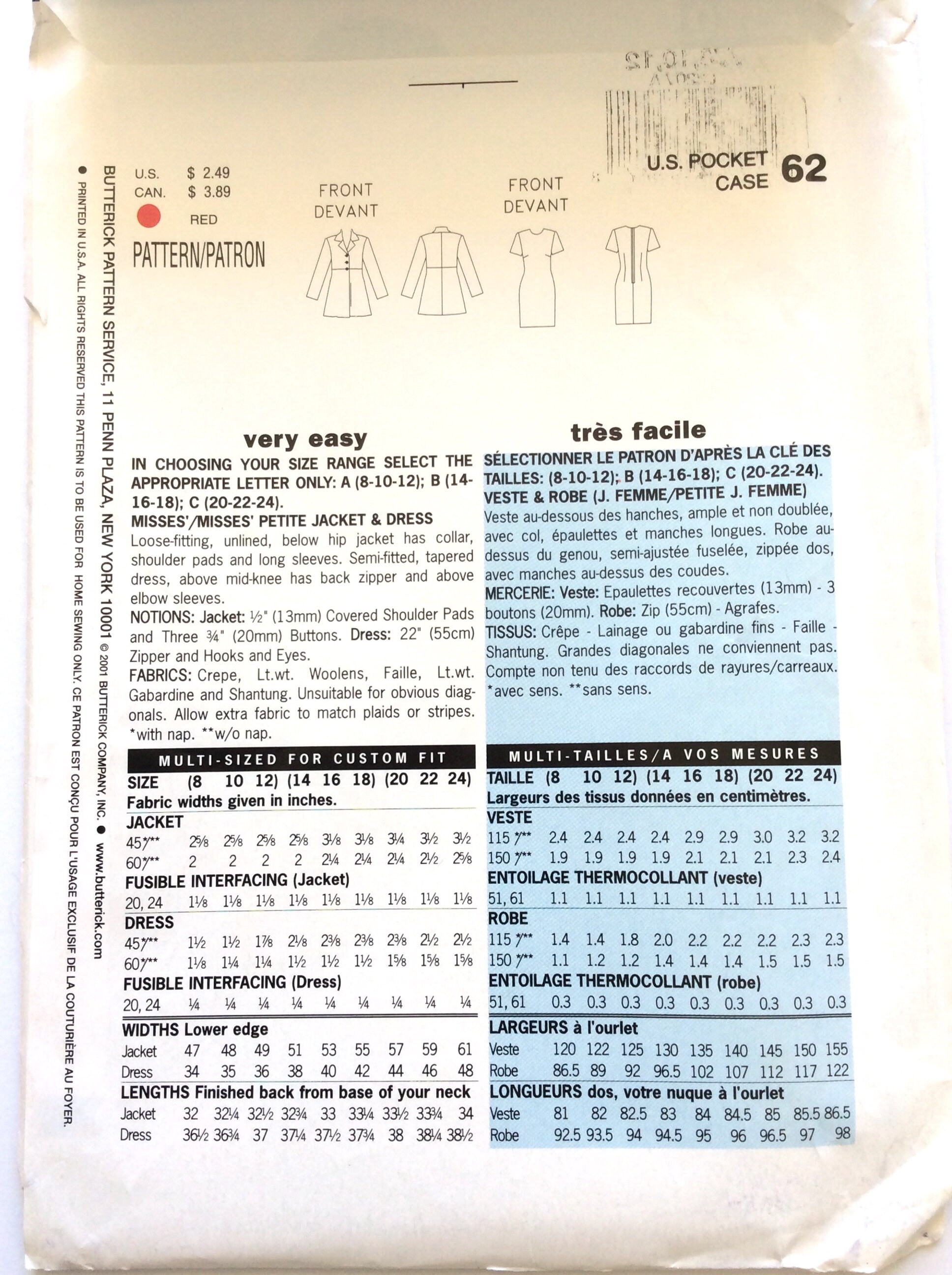 See & Sew 6320 Women's Jacket and Dress Pattern, Size 8-12, Very Easy ...