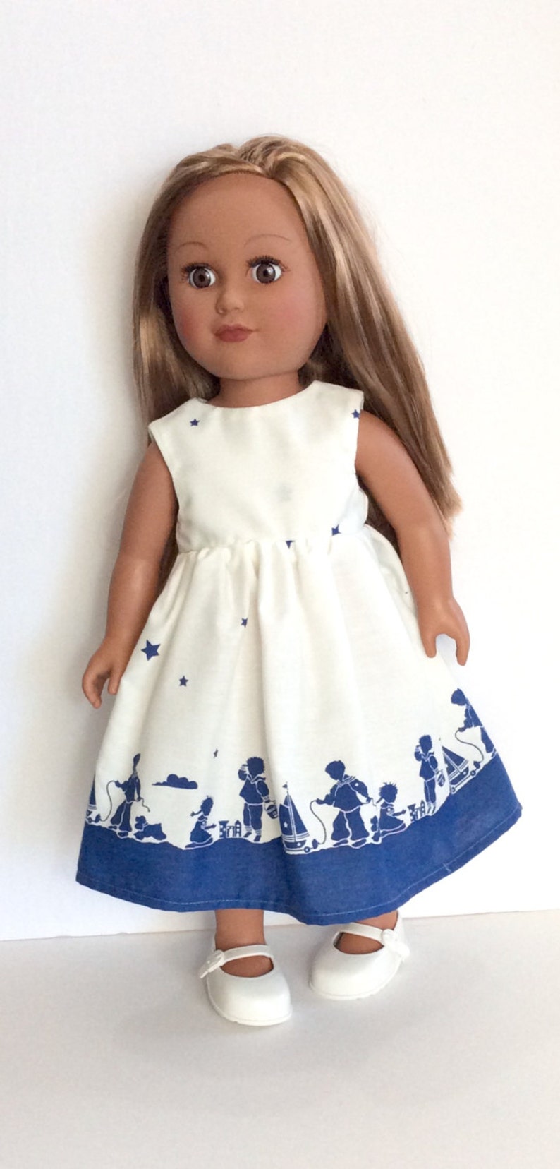 White and Blue Doll Dress With Navy Jacket Beach Dress - Etsy