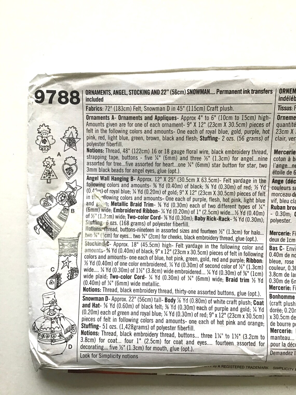 Simplicity 9788 Pattern for Christmas Ornaments Angel | Etsy