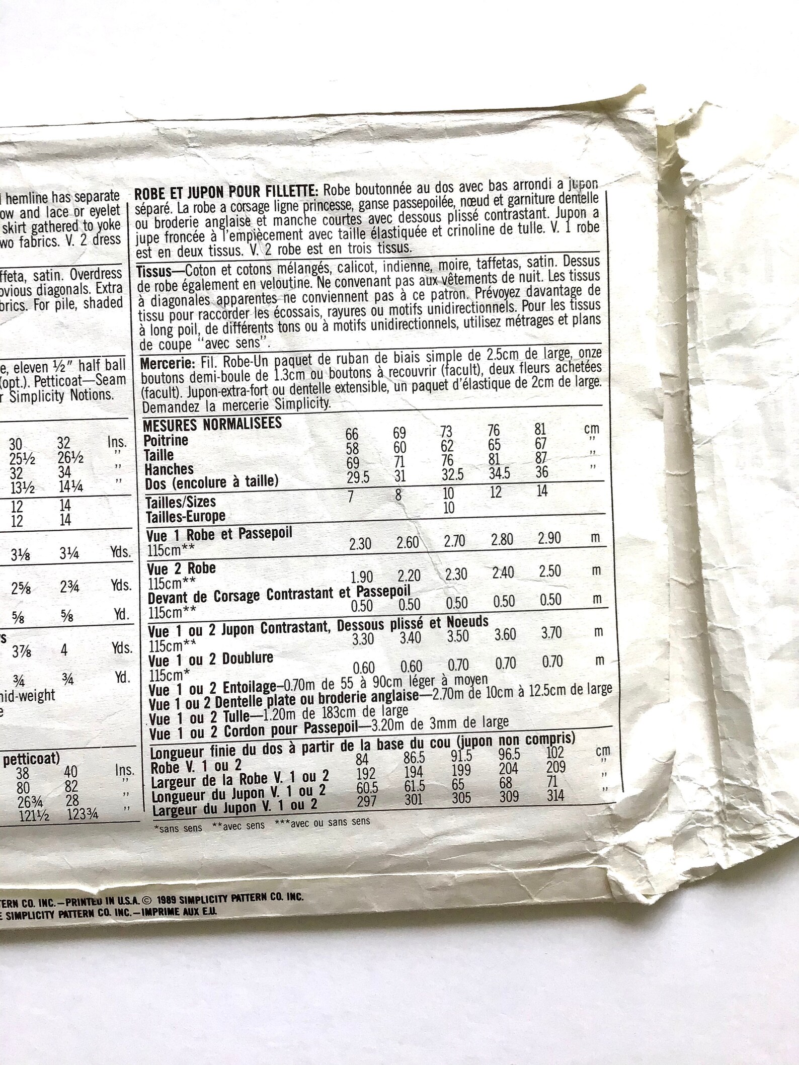 Simplicity 9381 Girl's Dress and Petticoat Pattern, Size 7, Vintage ...