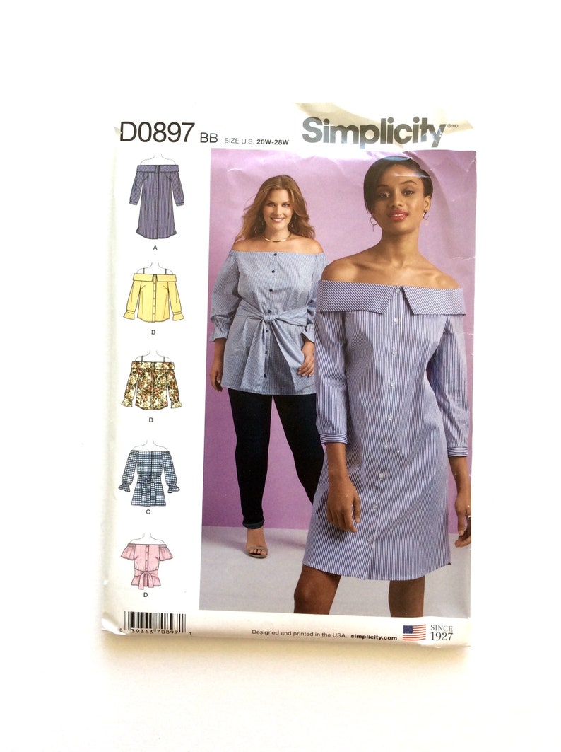 Simplicity D0897 / 8550 Women's Dress, Tunic and Top Pattern, Size 20W ...