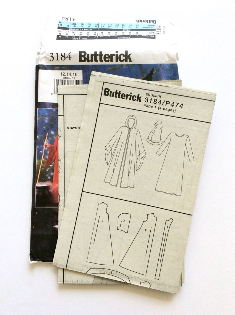 Butterick 3184 Wizard and Witch Costume Pattern, Robe, Gown, Hat ...