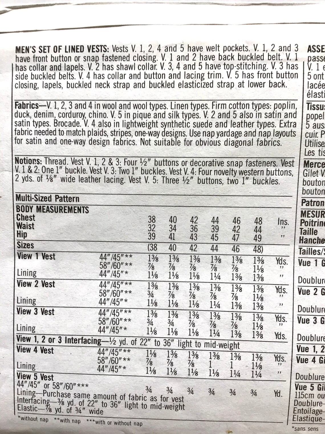 Simplicity 7018 Men's Vest Pattern Size 38-48 Vintage - Etsy