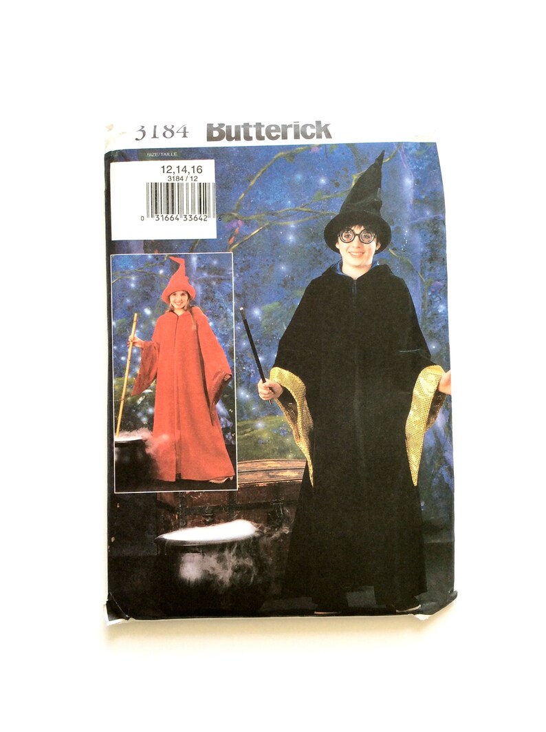 Butterick 3184 Wizard and Witch Costume Pattern, Robe, Gown, Hat ...