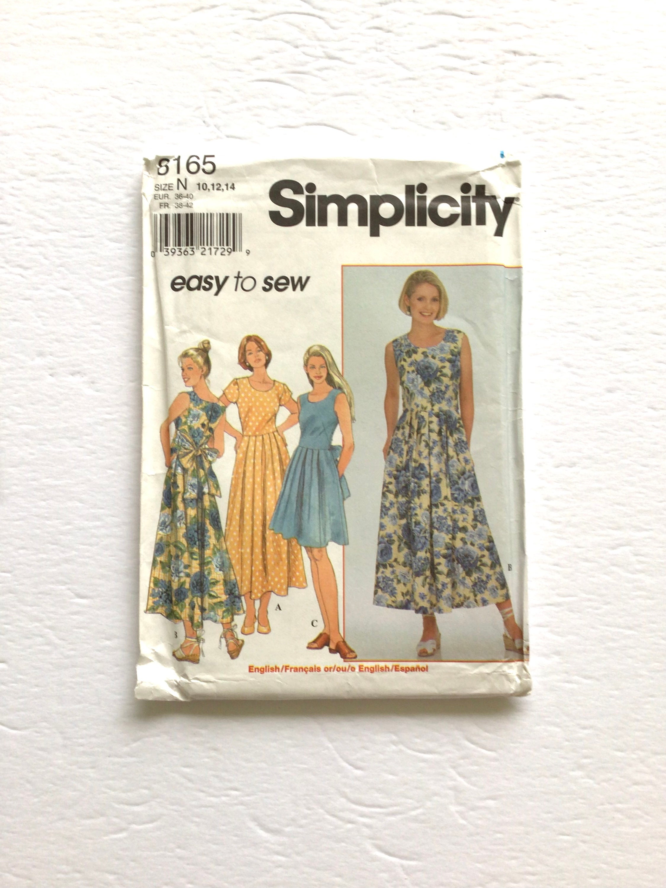 Simplicity 8165 Womens Dress Pattern, Sundress, Summer Dress, Size 10 ...
