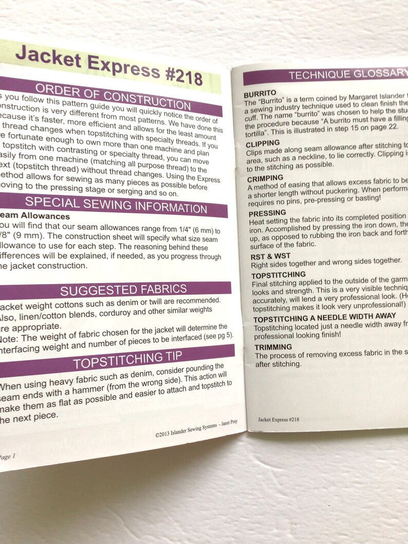 Islander Sewing Systems Jacket Express 218, Womens Jean Jacket Pattern ...