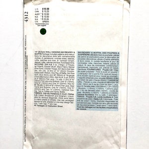 Butterick 4312 / 385 Wall Hanging Dolls Pattern, Mayberry and Muffin ...