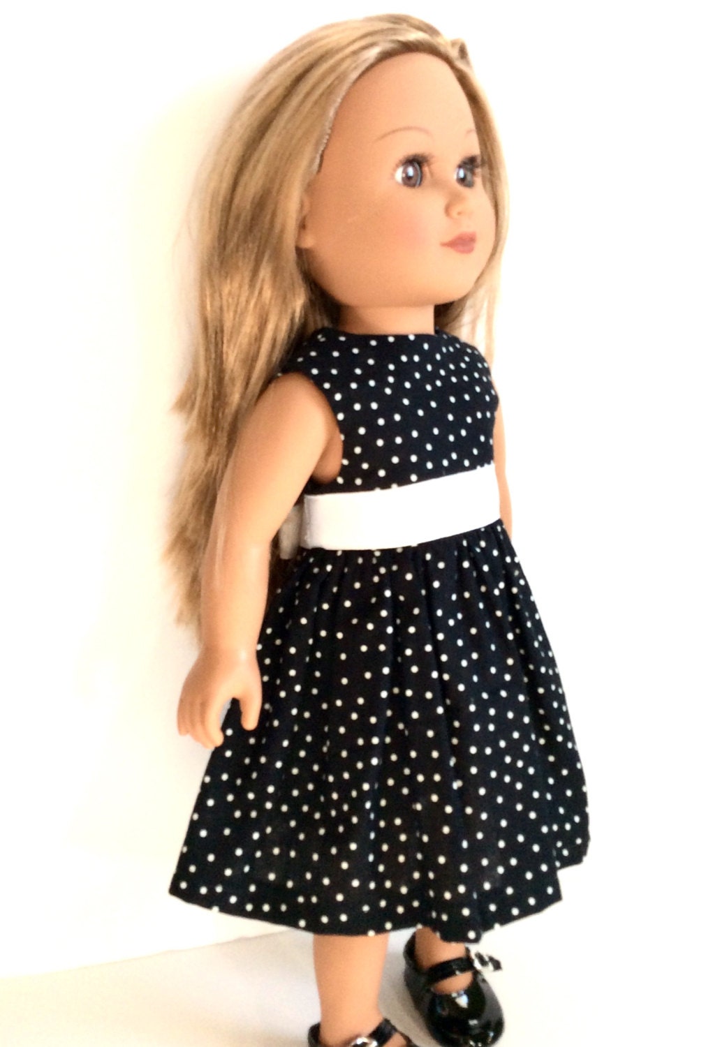 Black Polka Dot Doll Dress For 18 Inch Dolls Etsy
