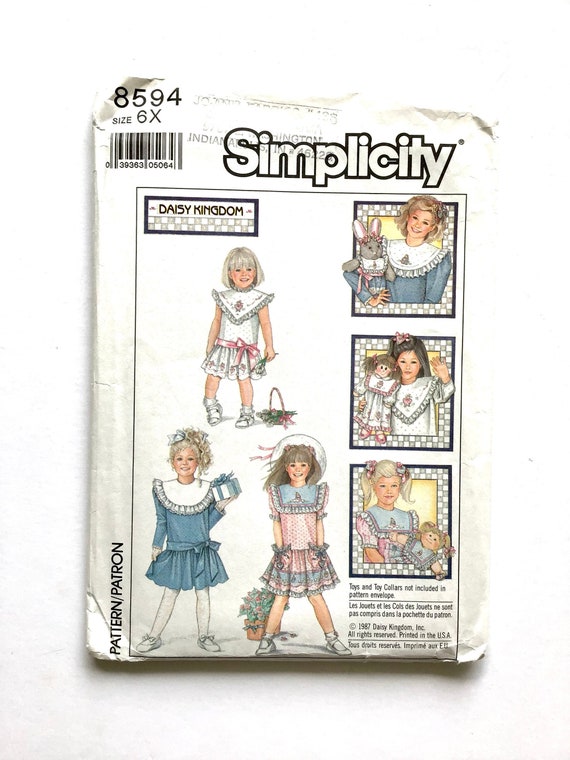 Simplicity 8594 Girls' Dress and Collars Pattern Daisy | Etsy