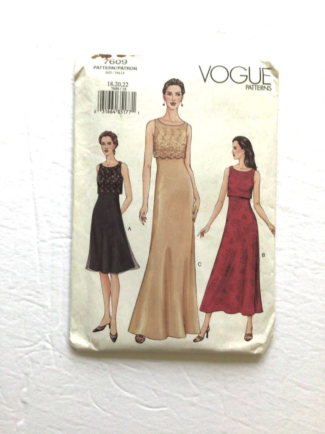 Vogue 7609 Womens Dress Evening Gown Cocktail Dress - Etsy