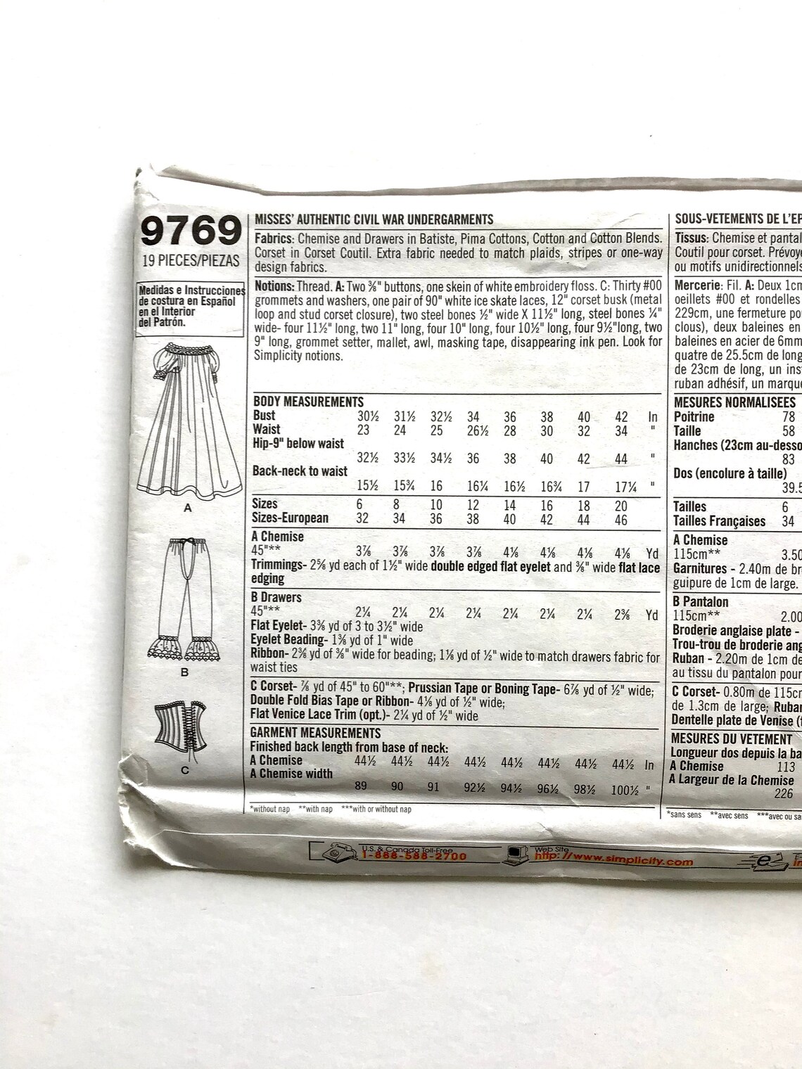 Simplicity 9769 Women's Civil War Era Pattern Chemise - Etsy