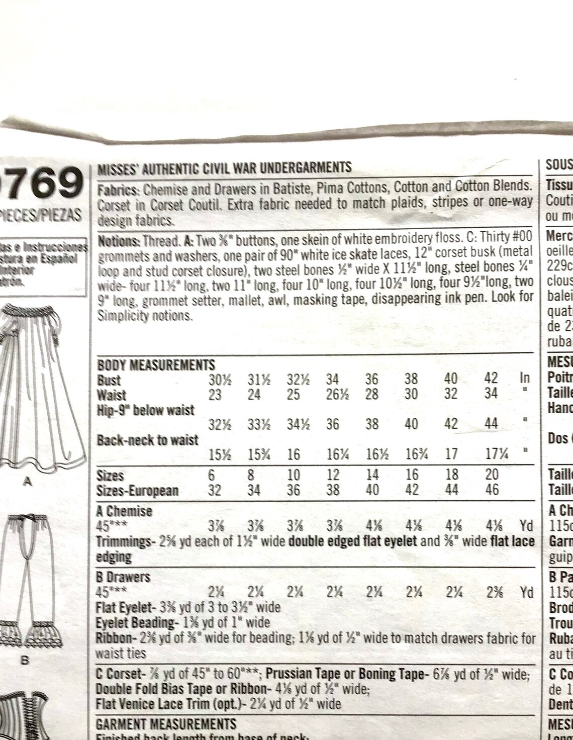 Simplicity 9769 Women's Civil War Era Pattern Chemise - Etsy