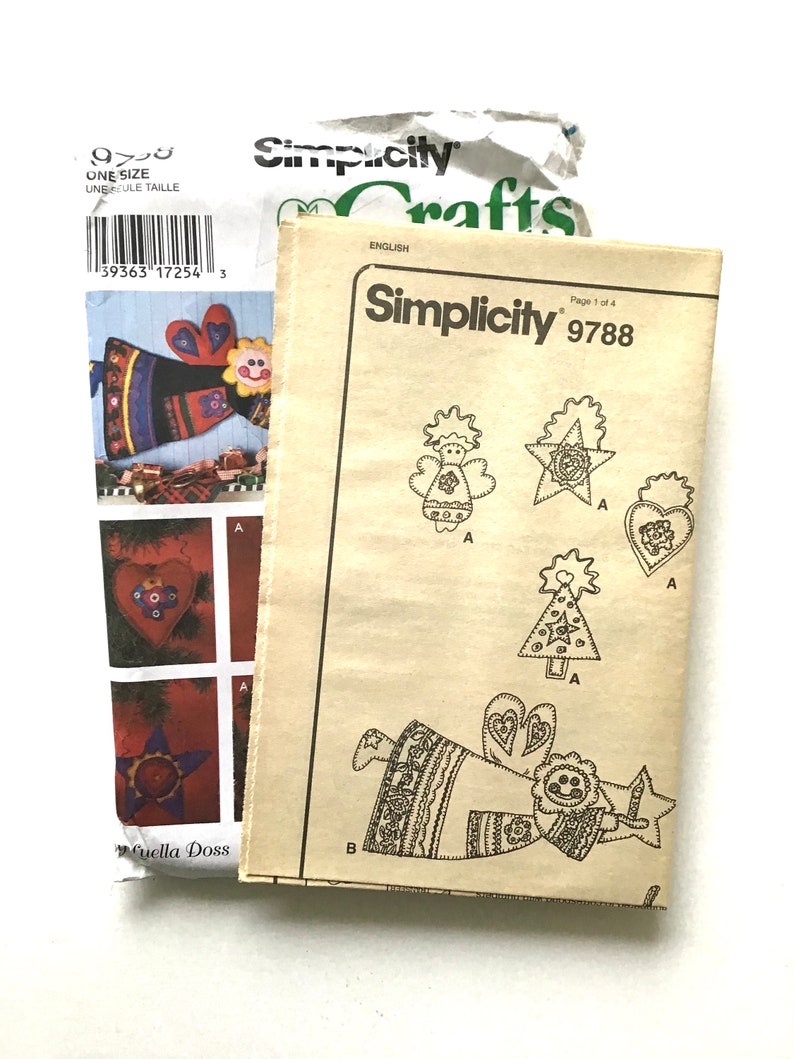 Simplicity 9788 Pattern for Christmas Ornaments, Angel, Stocking, 22 ...