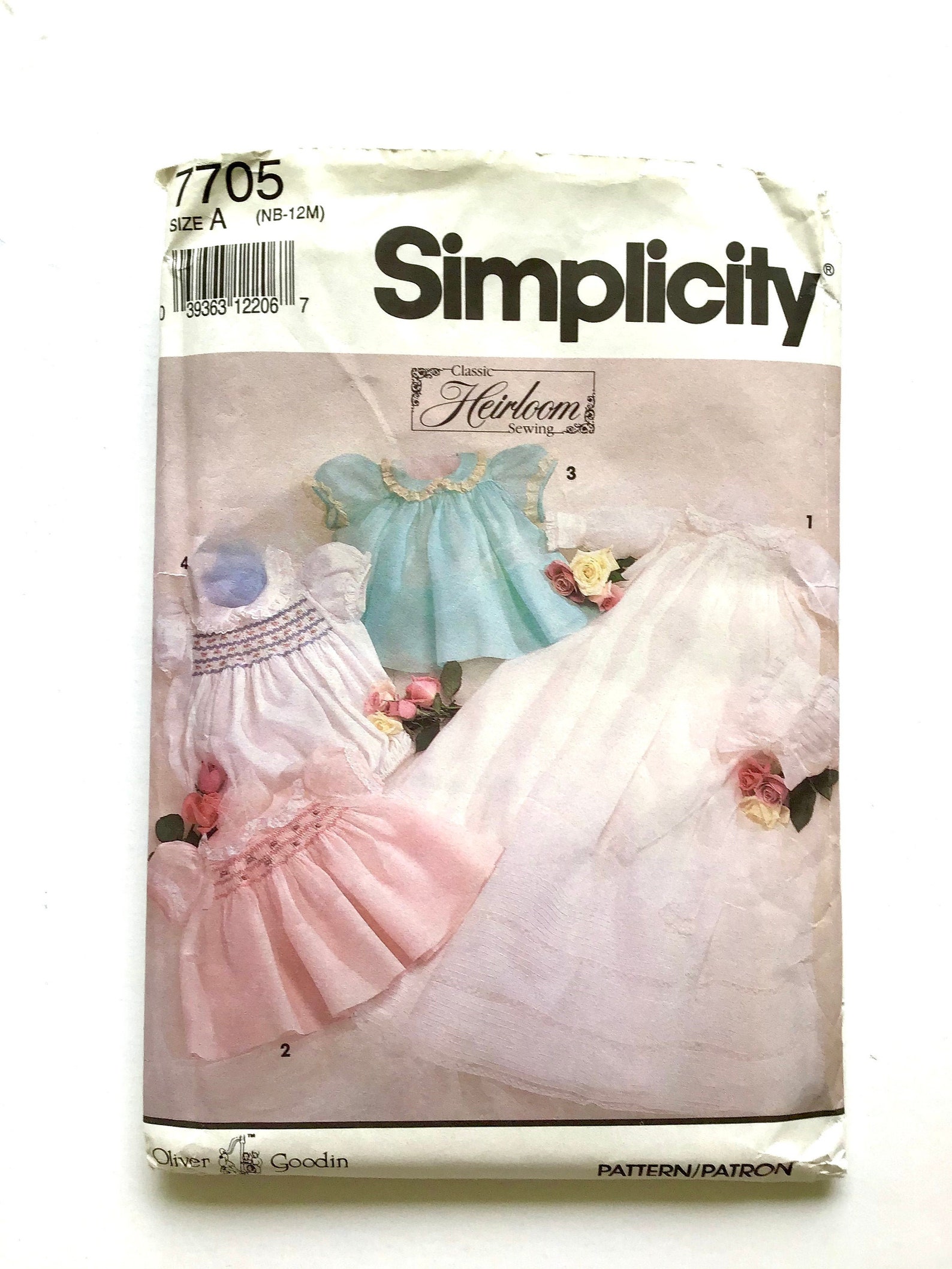 Simplicity 7705 Christening Gown and Bonnet, Dress, Slip Romper Pattern ...