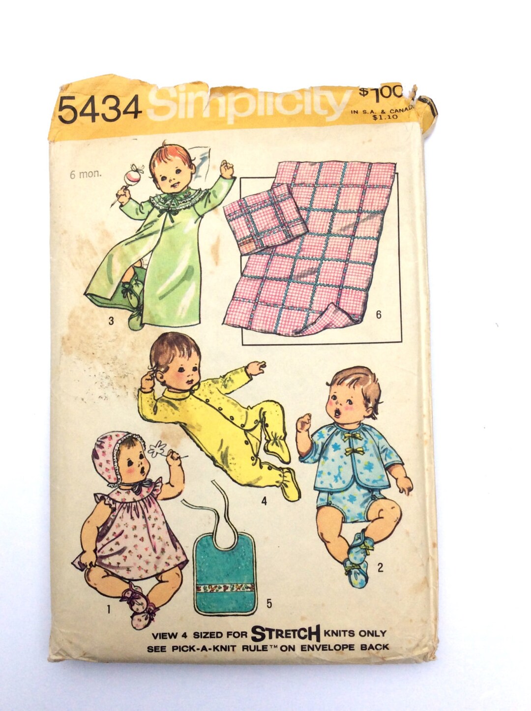 Simplicity 5434, Baby Layette Pattern, Dress, Hat, Booties, Kimono ...