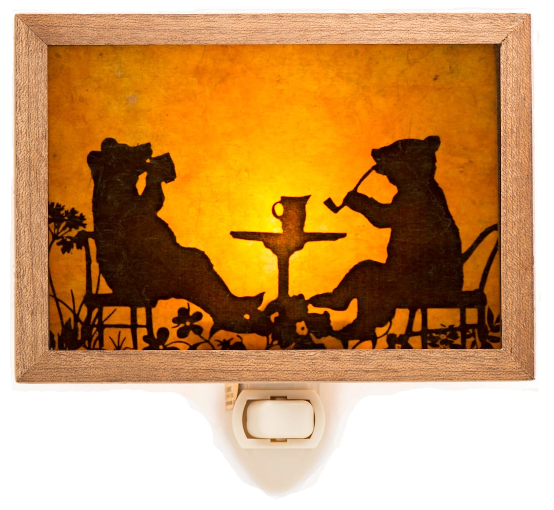 Handmade Mica Night Light - Bears Dining - Soft Glow Plug-in Lighting ...