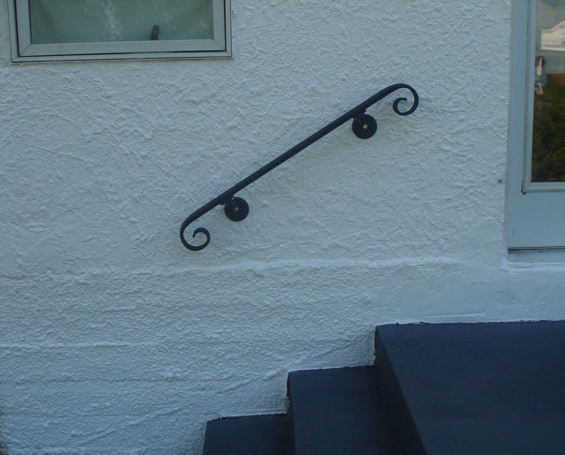 14 Ft Wrought Iron Wall Rail Hand Rail Stair Step Railing Wall Mount ...