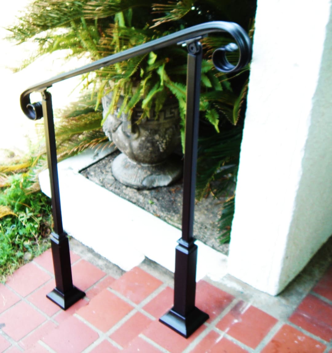 6 FT Wrought Iron Handrail Step Rail Stair Rail With Decorative Posts ...