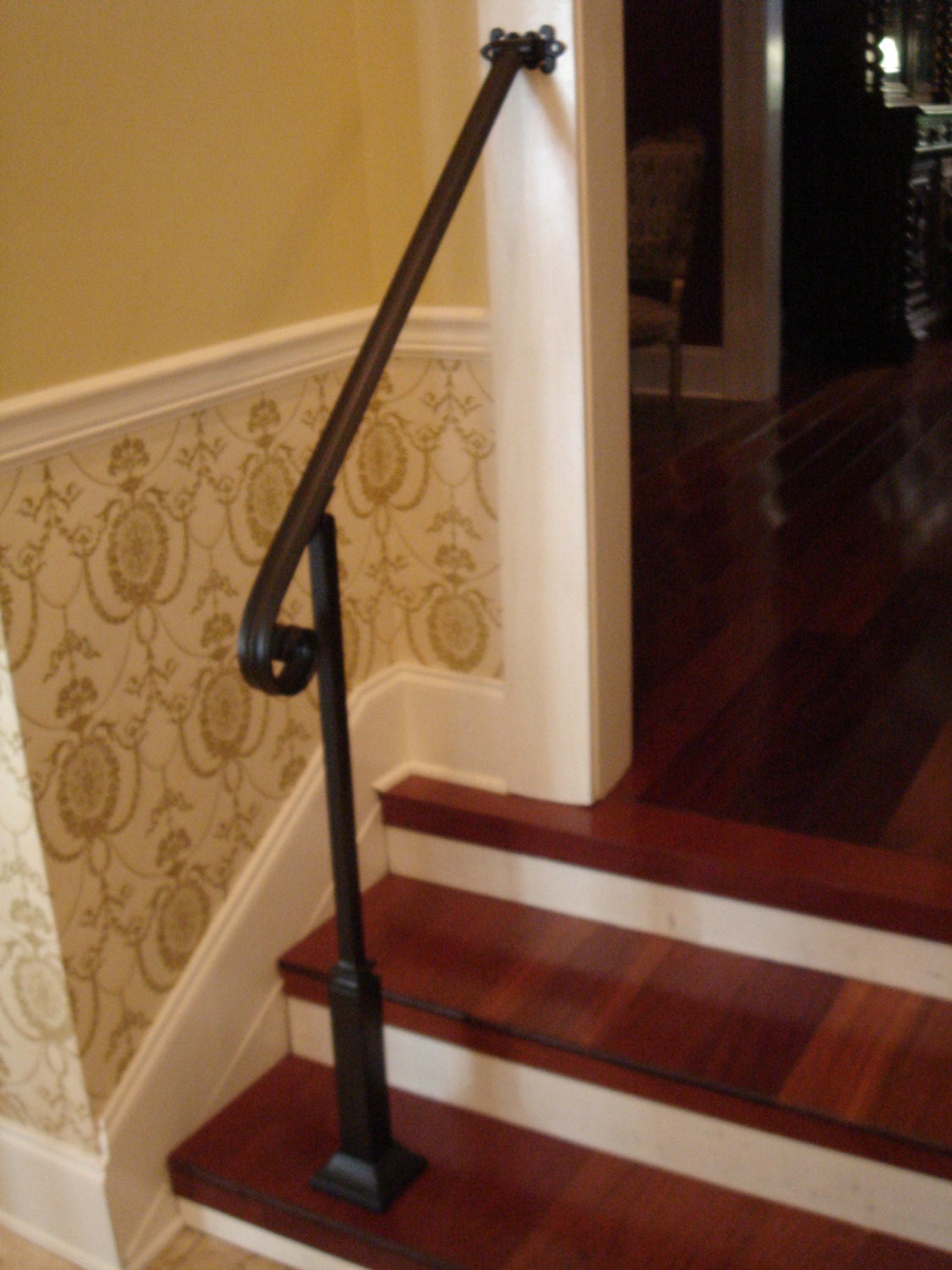 4 FT Wrought Iron Handrail Stair Step Railing With Wall/post Mount ...