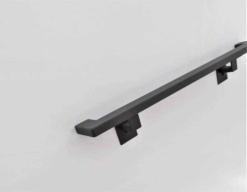 2"x1" Metal/steel Handrail for Stairs/steps, Satin Black Ultra-modern ...