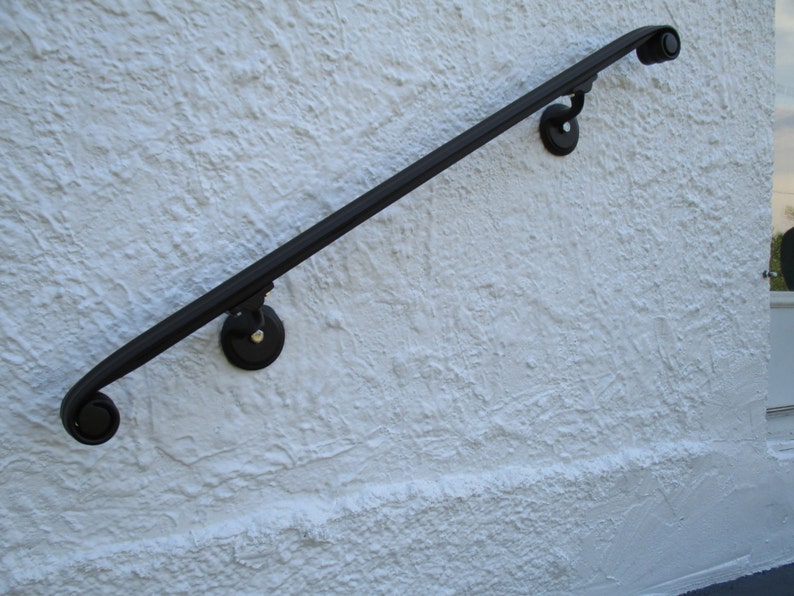 12 Ft Wrought Iron Hand Rail Wall Rail Stair Step Railing Wall Mount ...