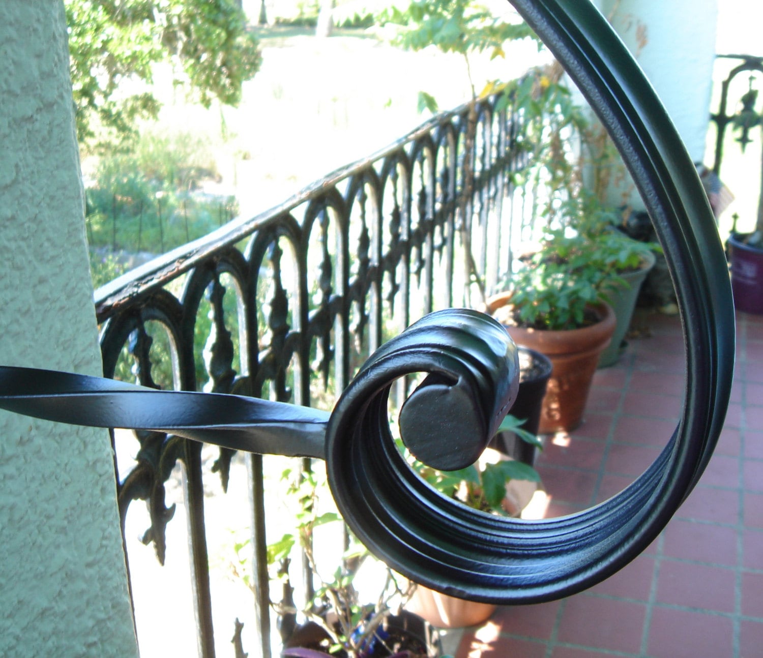 1 to 2 Step Wrought Iron Grab Rail Stair Railing Handrail Step Rail ...