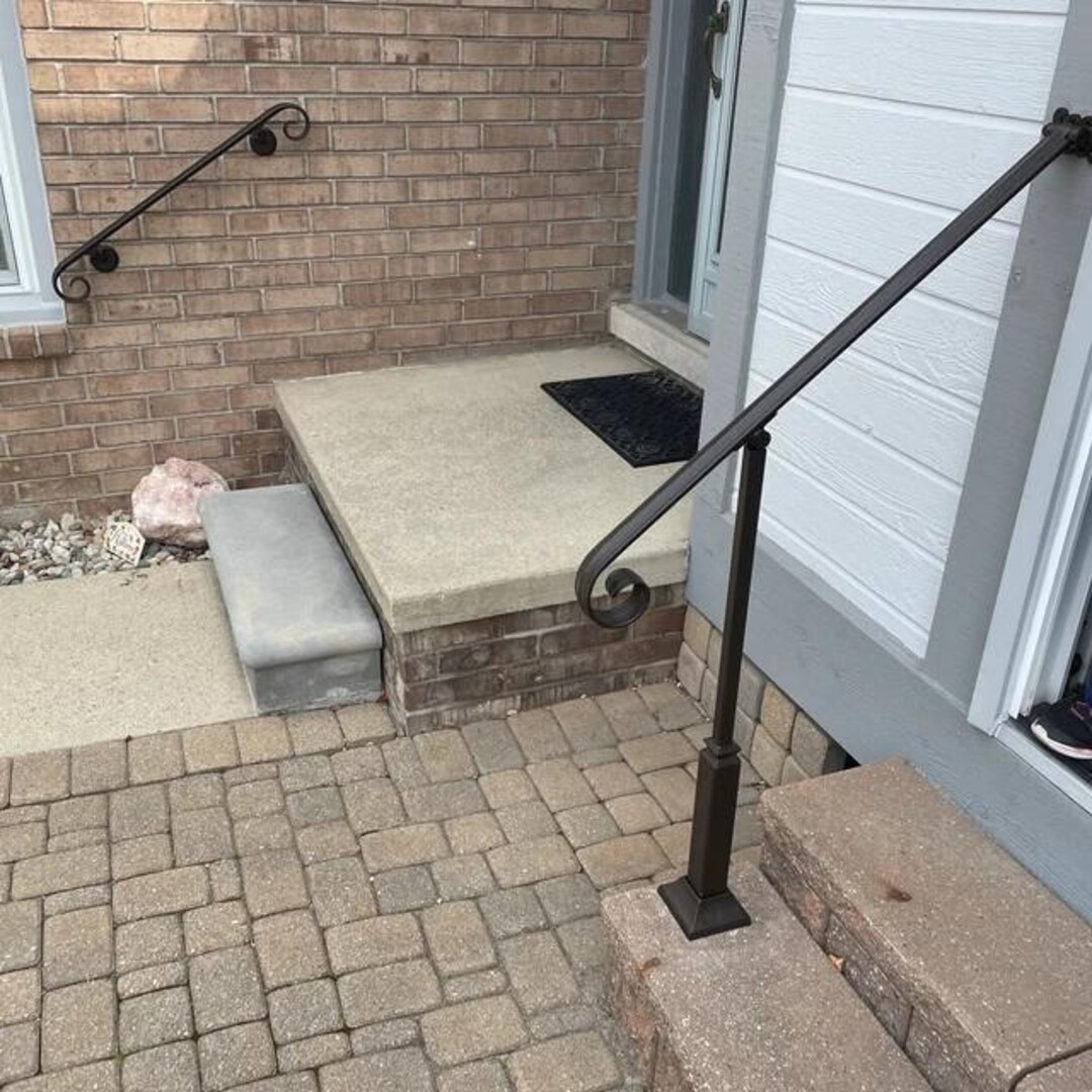 6 Ft Wrought Iron Handrail Stair Step Railing With Wall/post Mount ...
