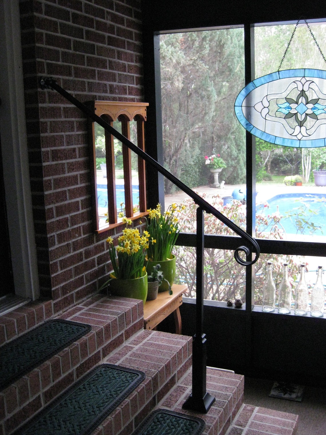 4 FT Wrought Iron Handrail Stair Step Railing With Wall/post Mount ...