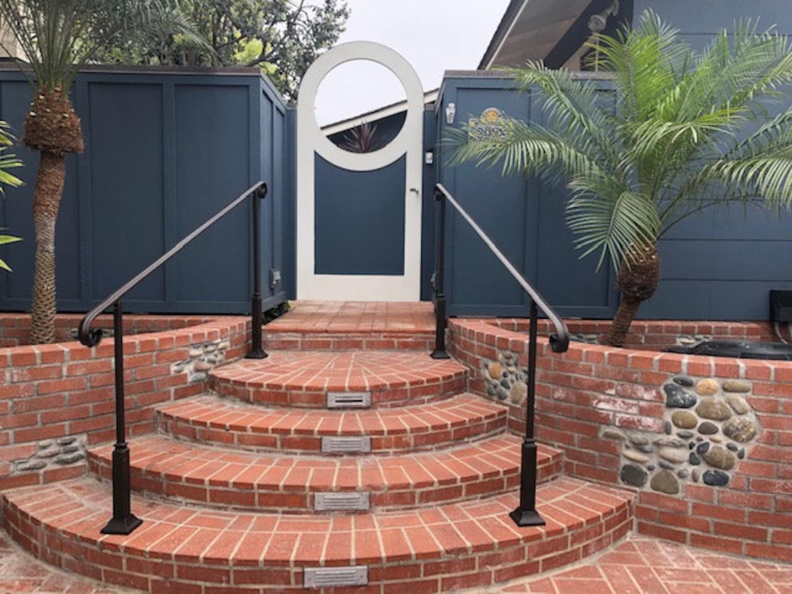 6 FT Wrought Iron Handrail Step Rail Stair Rail With Decorative Posts ...