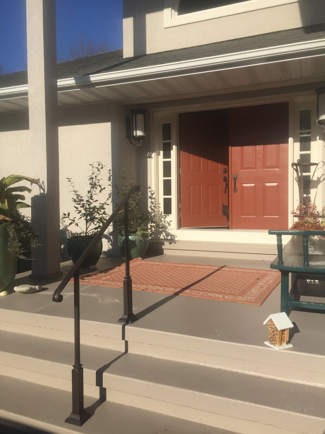 6 FT Wrought Iron Handrail Step Rail Stair Rail With Decorative Posts ...