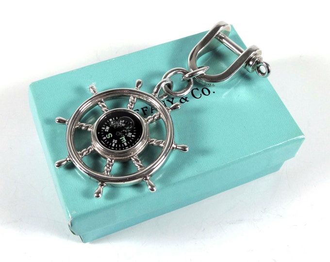 Tiffany & Co Shackle Compass Nautical Key Ring Keychain Sterling Silver ...