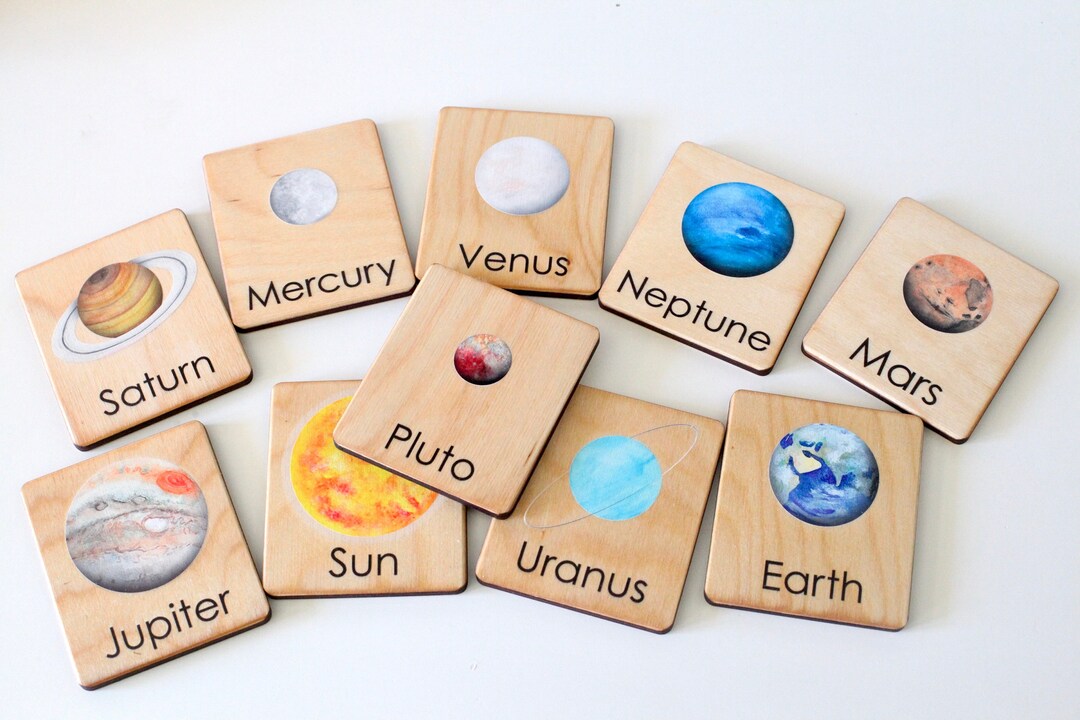 Wooden Montessori Flashcardslearning the Solar System Flashcards - Etsy
