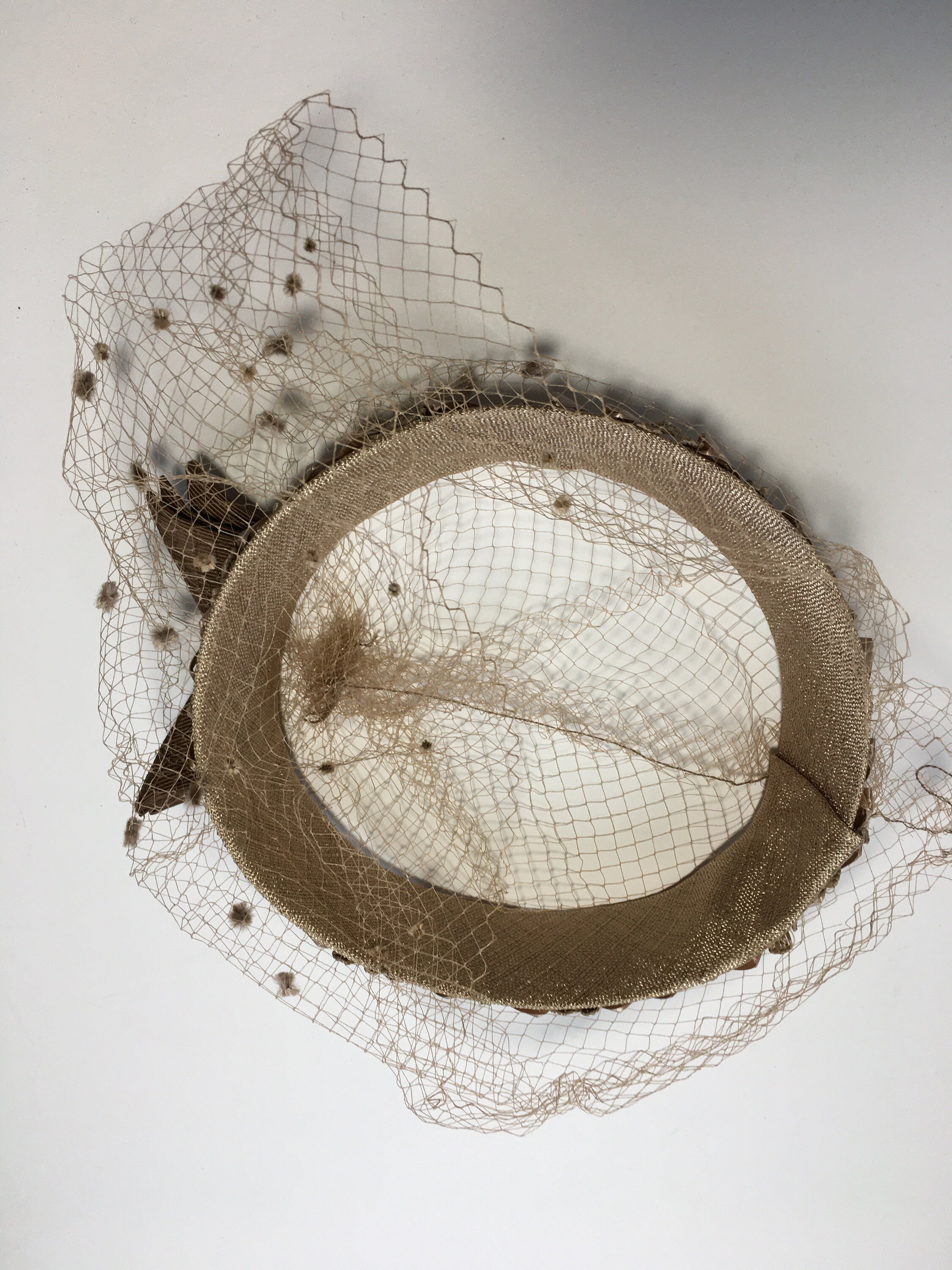 Vintage Raffia Taupe Ring Hat Fascinator With Netting - Etsy