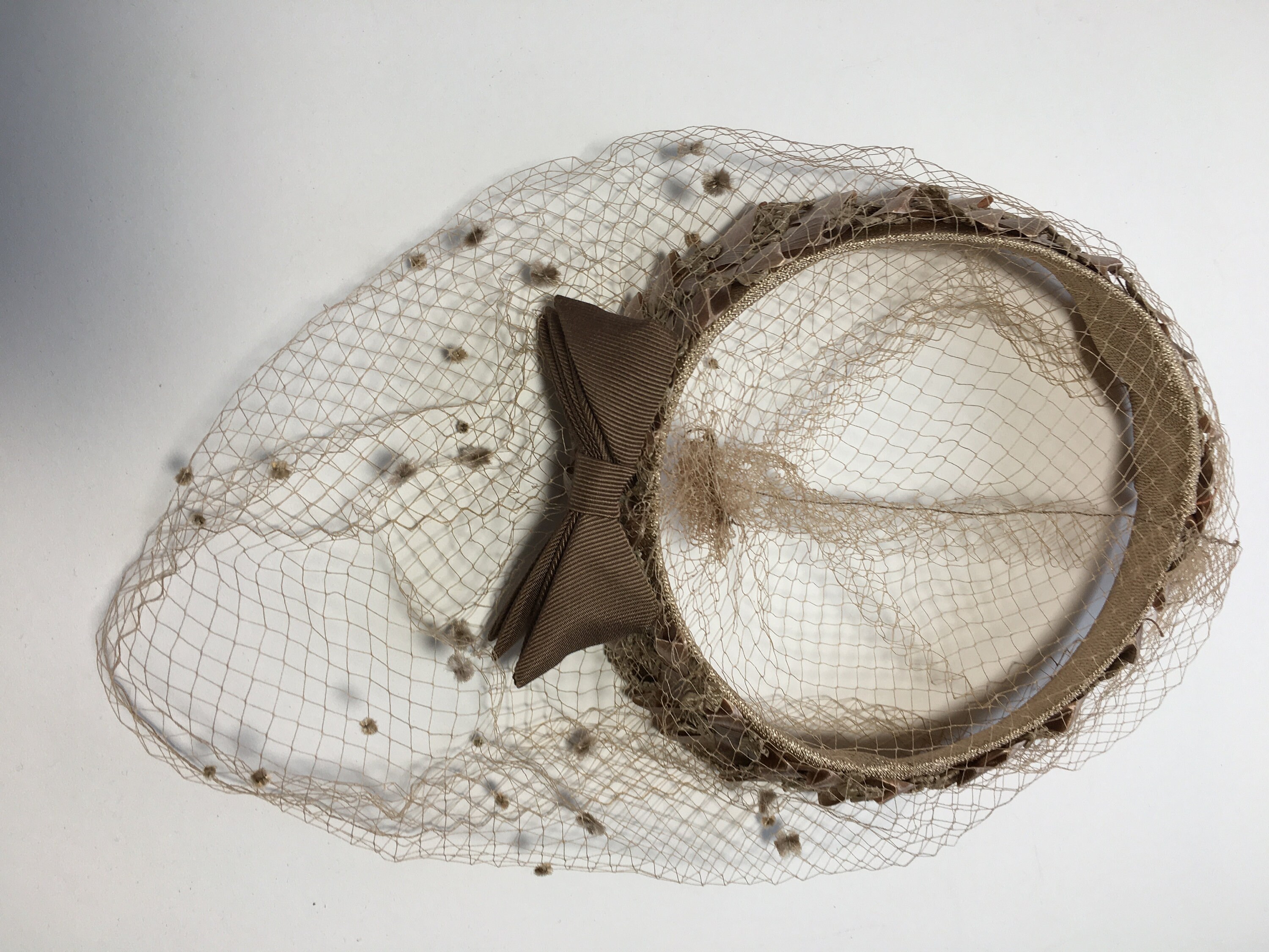 Vintage Raffia Taupe Ring Hat Fascinator With Netting - Etsy