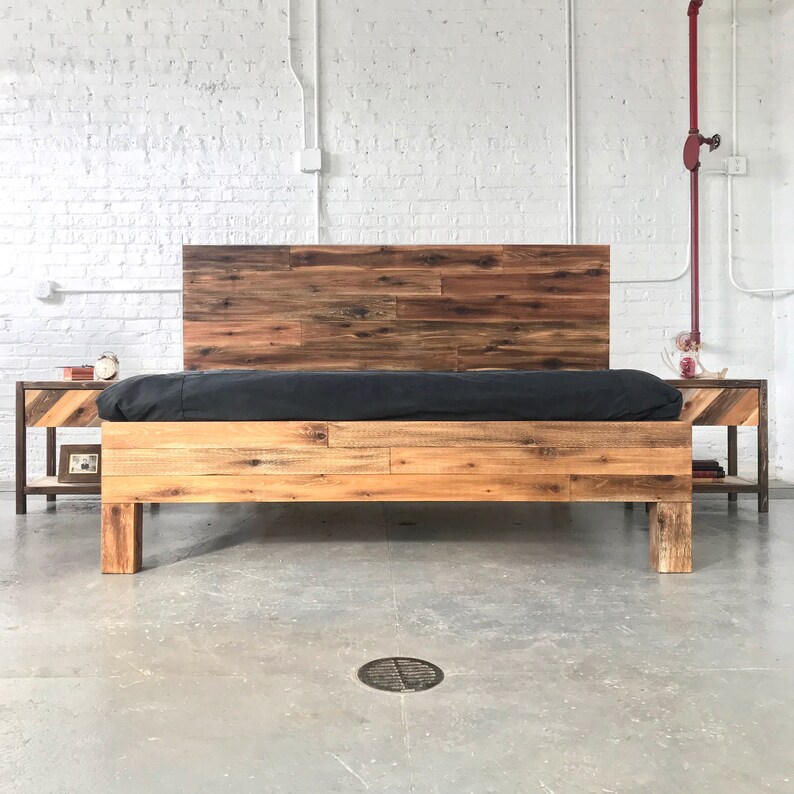 The Homestead Bed - Rustic Rough Sawn Barnwood Bed - Repurposed Timber ...