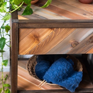 Rustic Chevron Solid Barn Wood Bedside Table / End Table - Handmade in ...