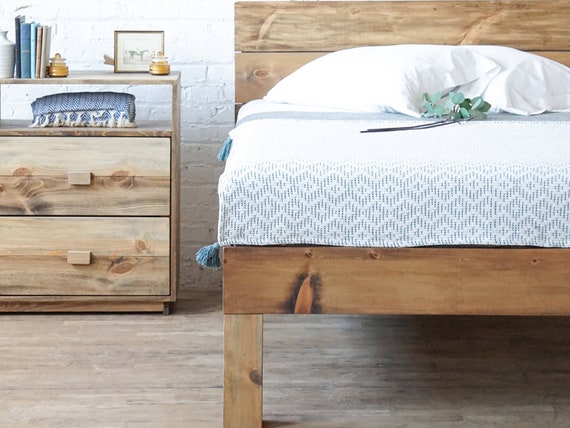 Plank Standing Platform Rustic Modern Platform Bed Frame and - Etsy