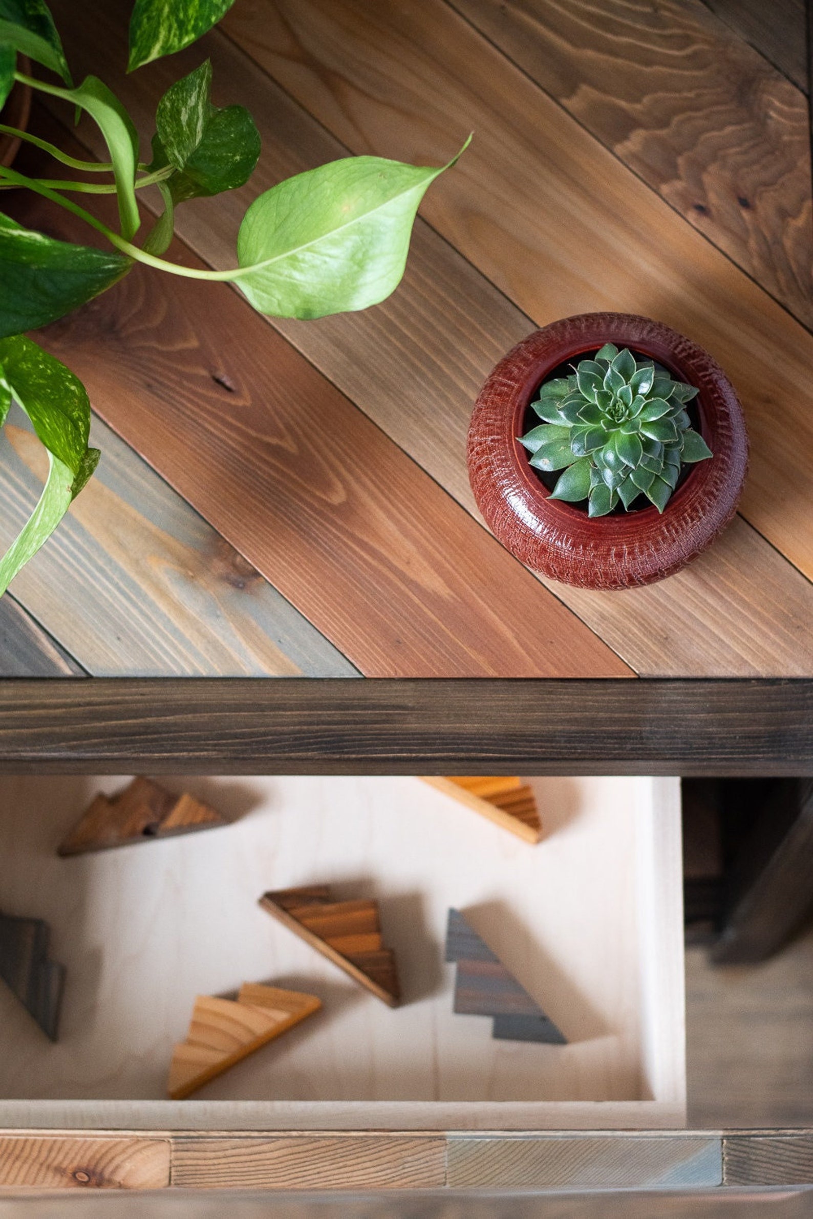 Rustic Chevron Solid Barn Wood Bedside Table / End Table - Etsy