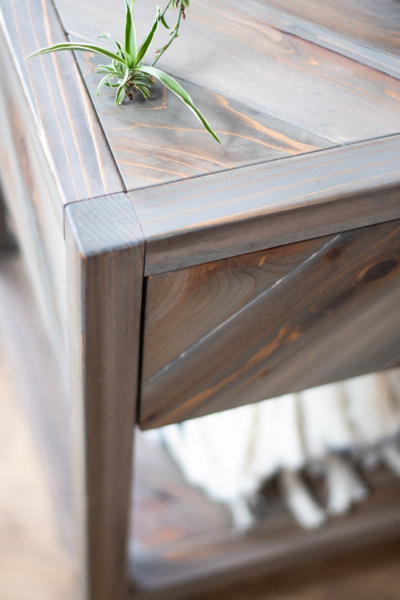Rustic Chevron Solid Barn Wood Bedside Table / End Table | Etsy
