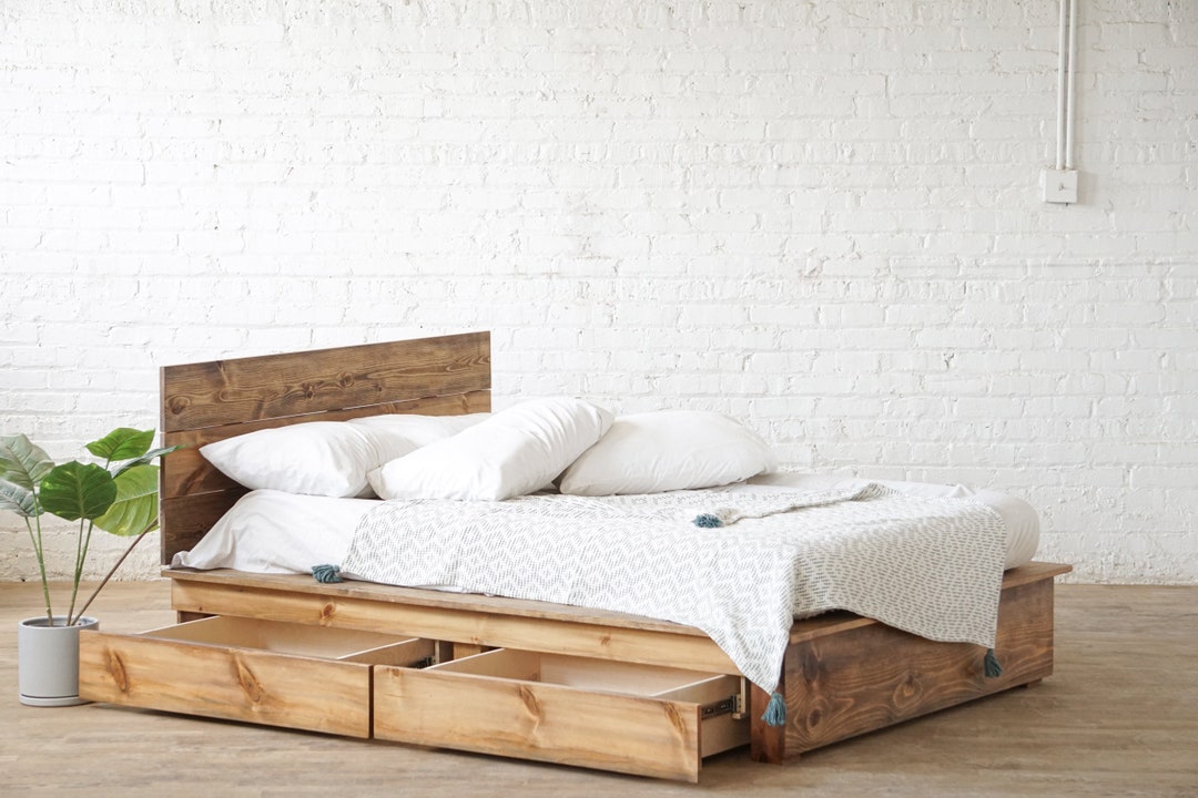 Low Pro Stow - Rustic Modern Platform Bed Frame and Headboard - Loft ...