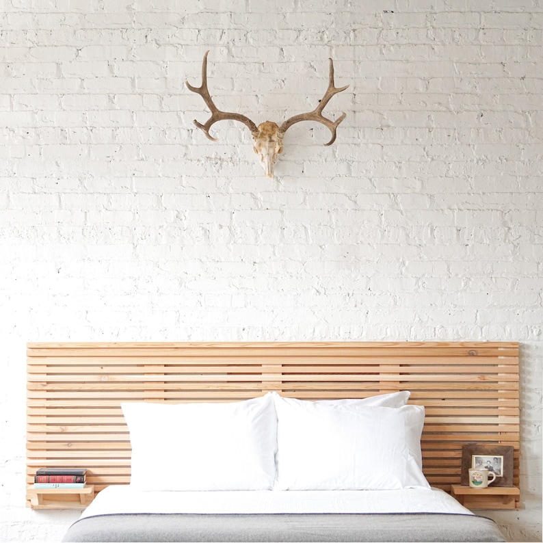 The Big Carolina Headboard - Extended With Floating Shelves - Solid ...