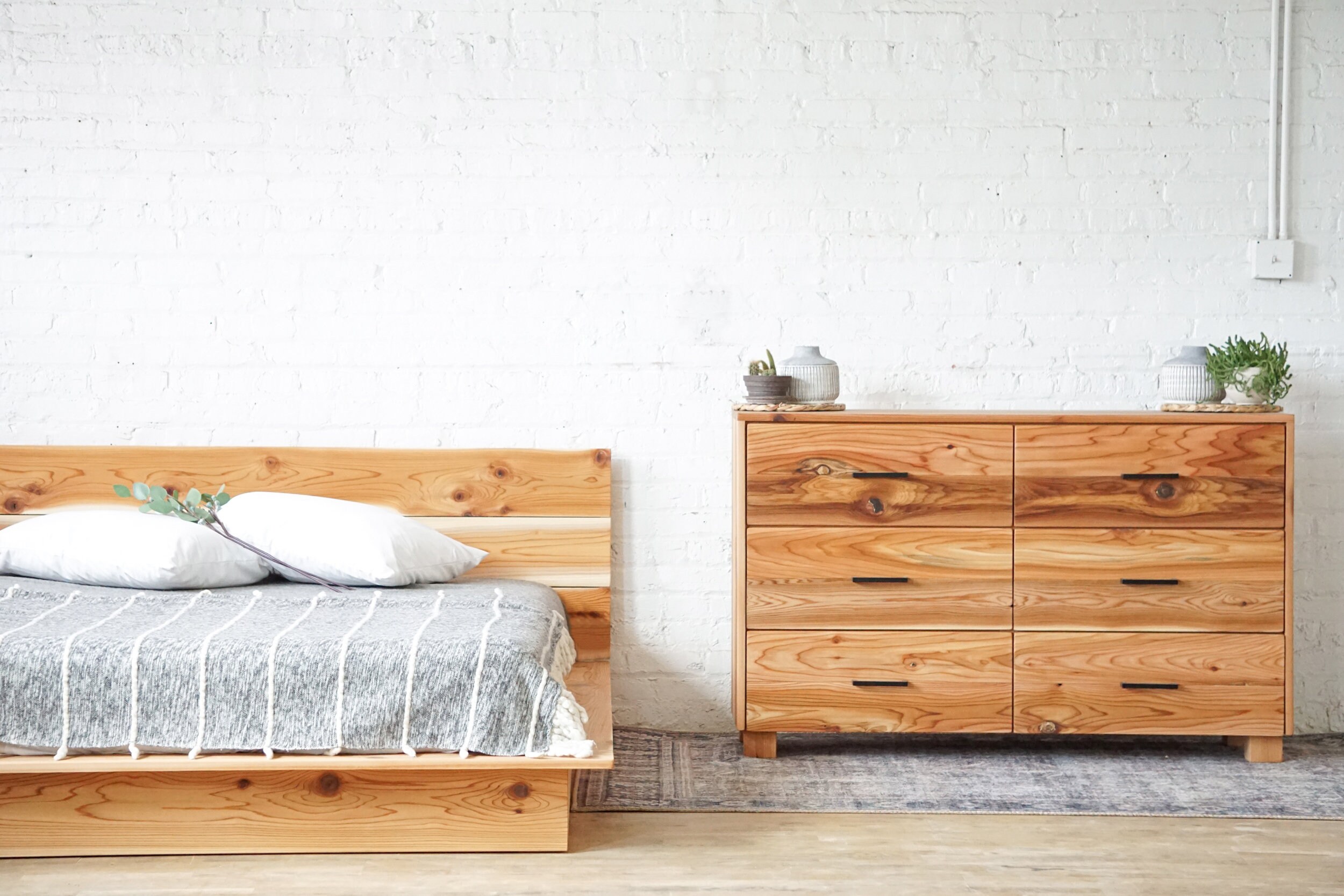 Low Pro Bed Rustic Modern Platform Bed Frame & Headboard - Etsy UK