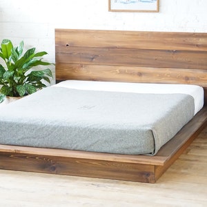 Plank Low Pro Rustic Modern Platform Bed Frame and Headboard Loft Style ...