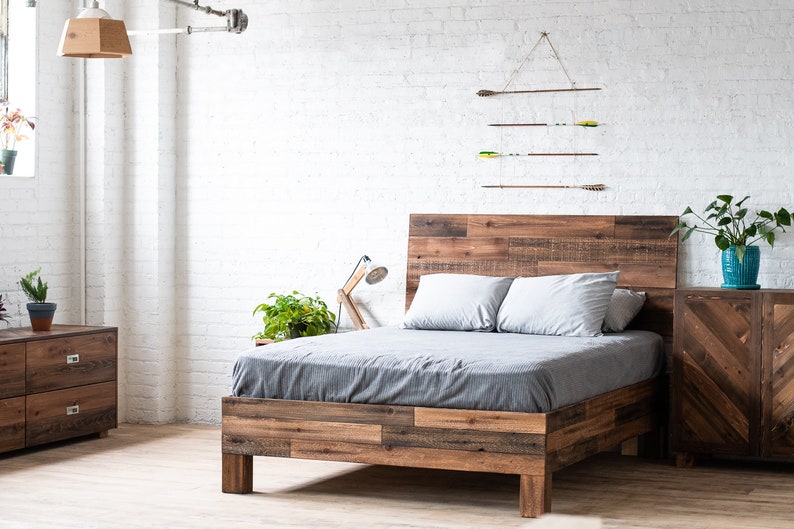 The Homestead Bed - Rustic Rough Sawn Barnwood Bed - Repurposed Timber ...