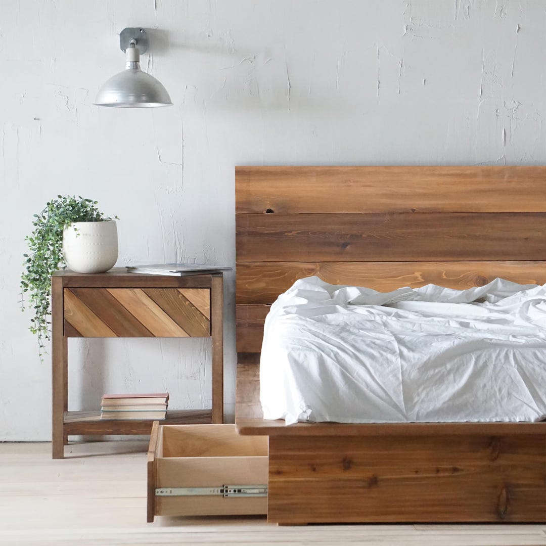 Low Pro Stow - Rustic Modern Platform Bed Frame and Headboard - Loft ...
