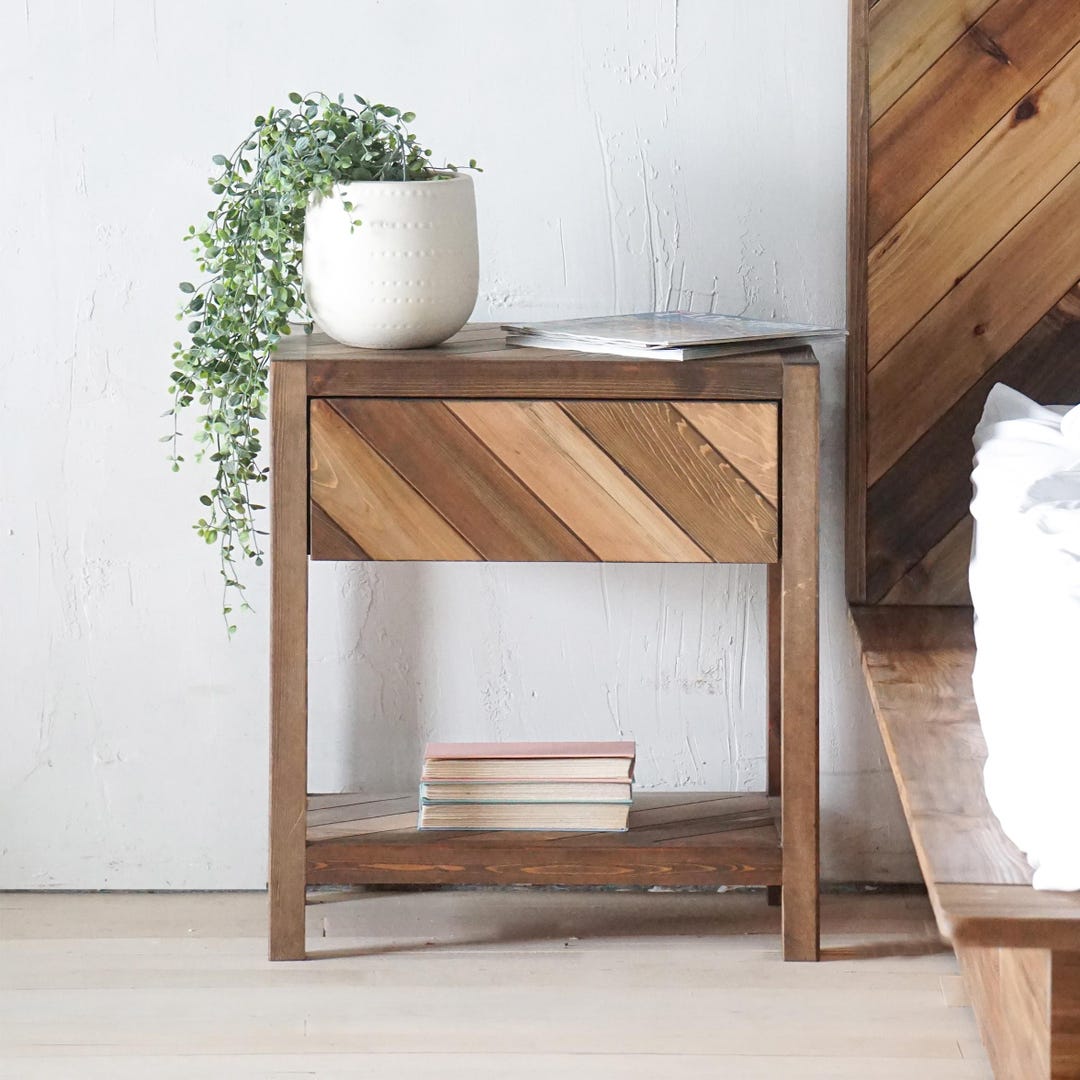 Chevron Craftsmen - End Table - Rustic Modern - Handmade in USA - Etsy