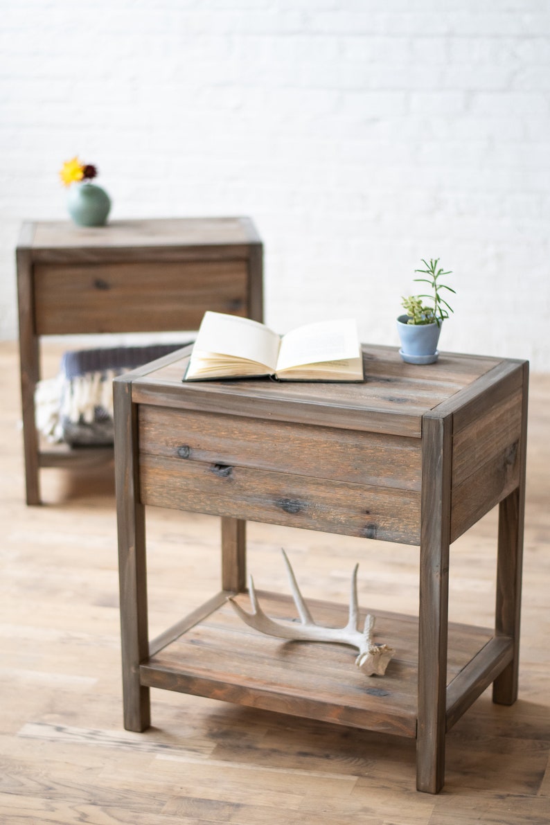 The Craftsmen Barn Wood Style Rustic Bedside Table / End - Etsy